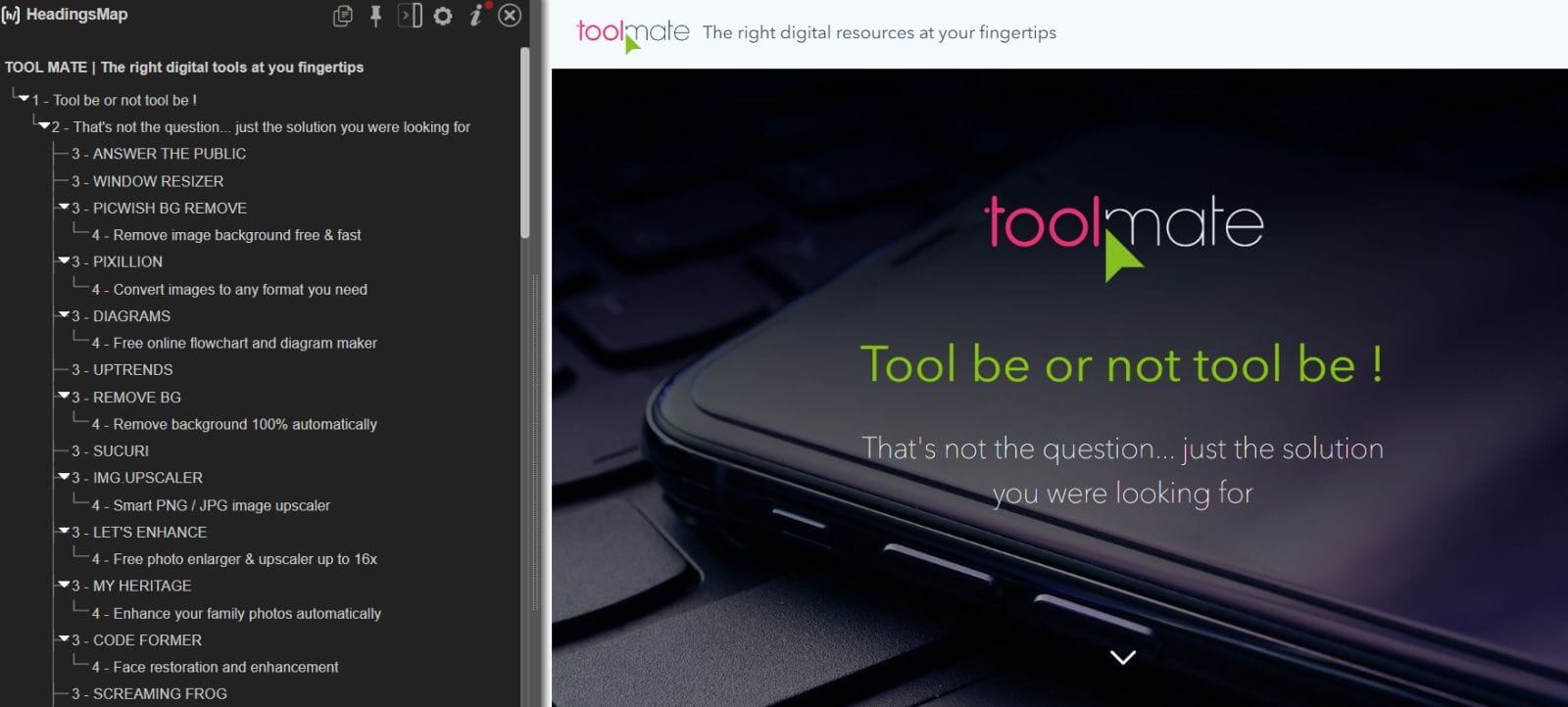 HEADINGS MAP - Tool Mate | Your trusted digital specialist